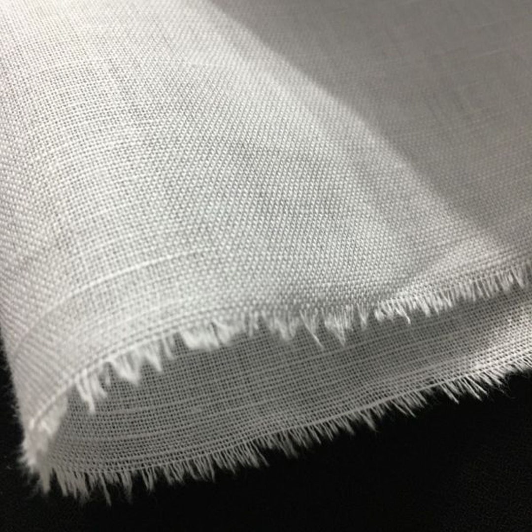 White Stonewashed Linen Fabric: 100% Pure Linen by the Yard 150cm/59in ...