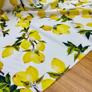 Lemon Pattern Printed Crepe Fabric, Design Fashion Fabric, Clothing ...