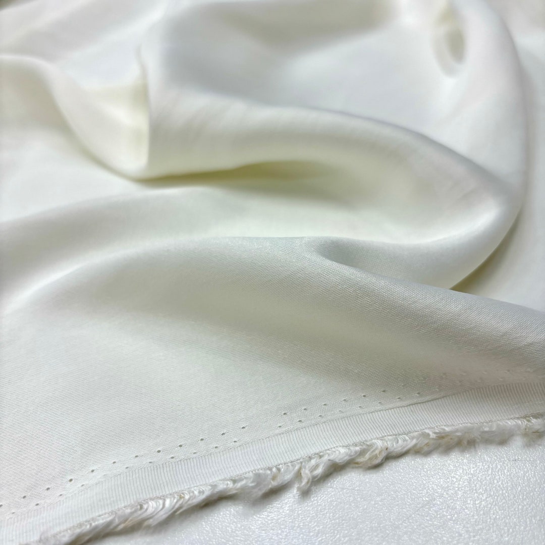 Off-white Luxurious Cupra Fabric – Soft Material for Dresses & Home ...