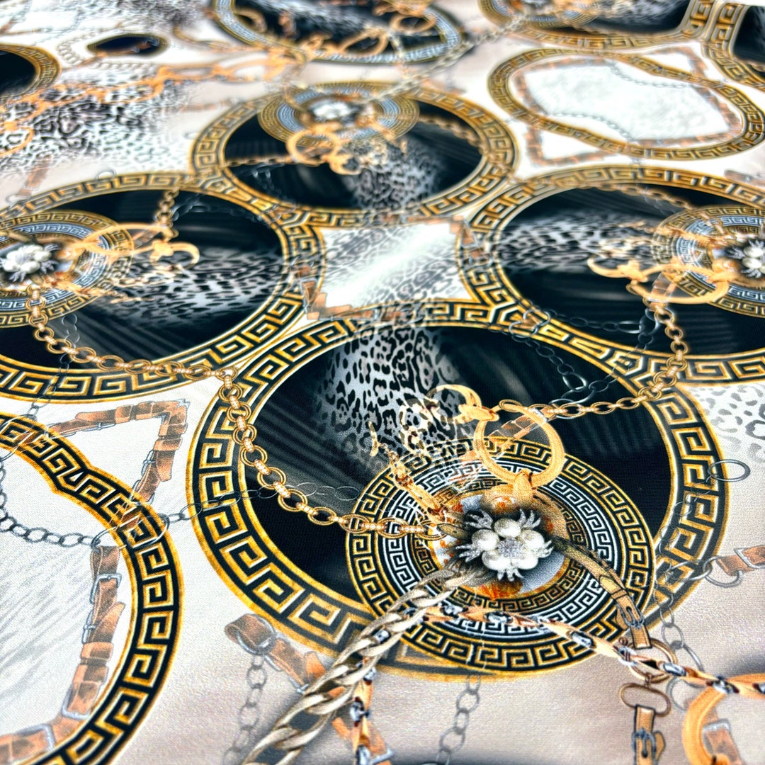 Chain Pattern Italian Design Flowing Georgette Crepe Fabric, Crepe ...