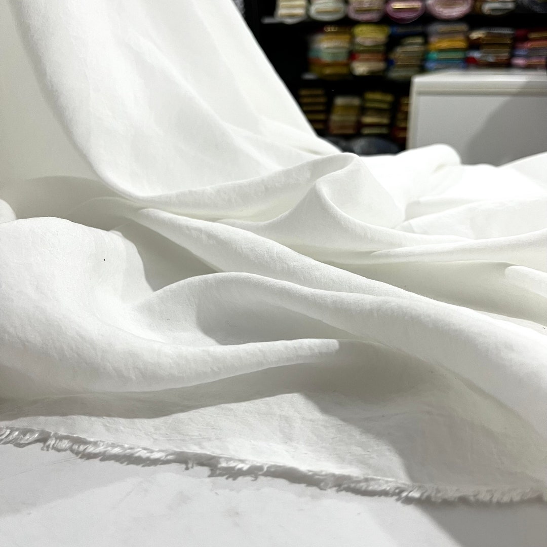 White Cupro Fabric, Cupro Fabric by the Yard, Premium Quality Cotton ...