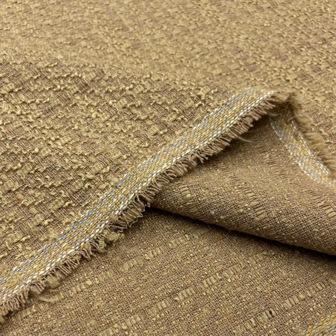 Classic Wool Cotton Light Brown Tweed Fabric – Soft Material for ...