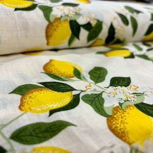 Lemon Pattern Italian Design Linen Fabric, Design Fabric, Fashion ...