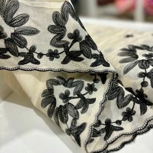 Flower Embroidered 100% Cotton Voile Fabric, Embroidered Fabric by the ...