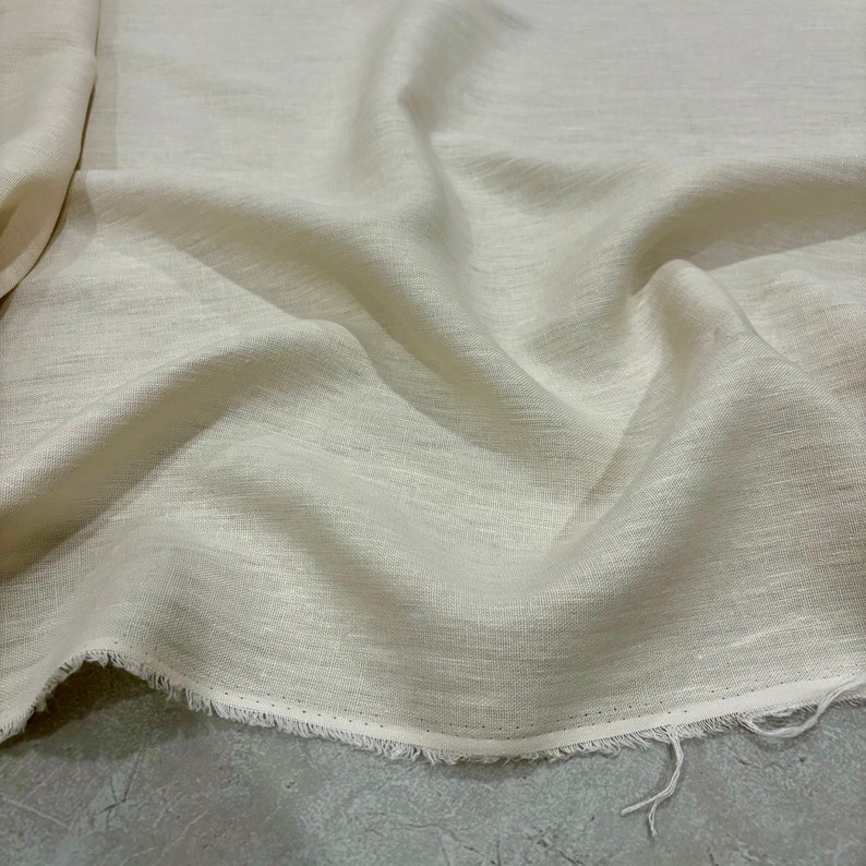 Luxury European Cream Linen Fabric for Dresses and Clothing (150cm/59in ...