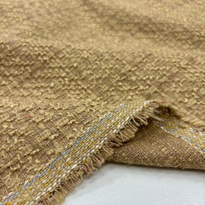 Classic Wool Cotton Light Brown Tweed Fabric – Soft Material for ...