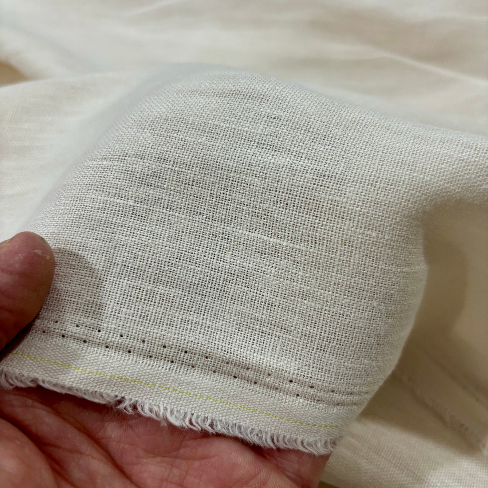 Luxury European Cream Linen Fabric for Dresses and Clothing (150cm/59in ...