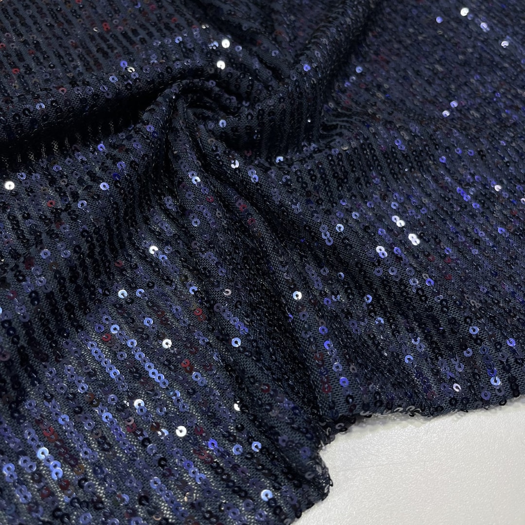 Navy Blue Sequins Fabric Sparkling Navy Blue Sequin Fabric - Etsy