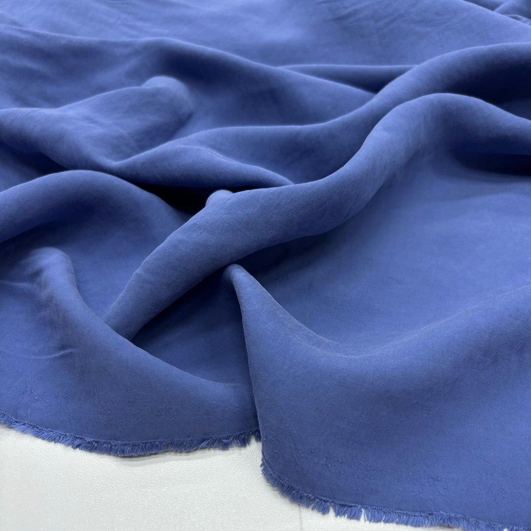 Indigo Stonewashed Cupro Fabric – Soft Material for Dresses & Home ...