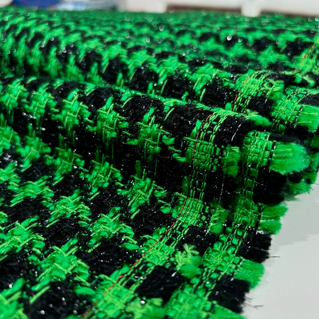 Neon Green Italian Sparkling Luxury Tweed Fabric,moda Fabric for Jacket ...