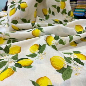 Lemon Pattern Italian Design Linen Fabric, Design Fabric, Fashion ...