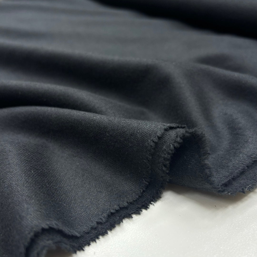 Black Wool Effect Flannel Fabric – Soft Medium-weight Material for ...