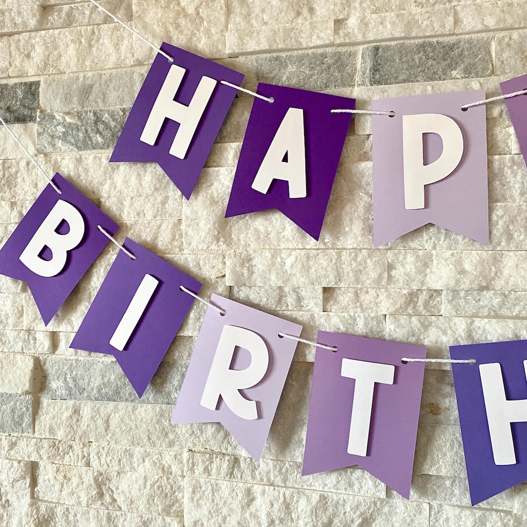 Happy Birthday Banner, Purple Birthday Banner, Purple Custom Banner ...