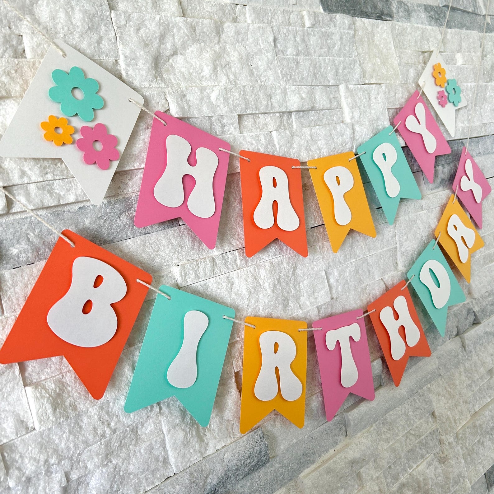 Groovy Happy Birthday Banner, Daisy Birthday Banner, Happy Birthday ...