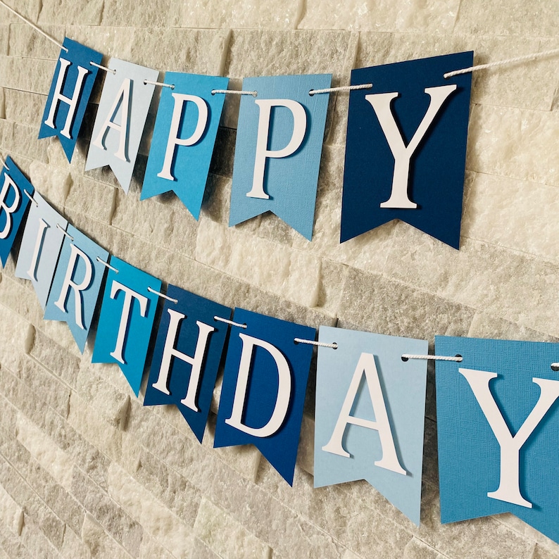 Happy Birthday Banner Blue Birthday Banner Blue Custom - Etsy