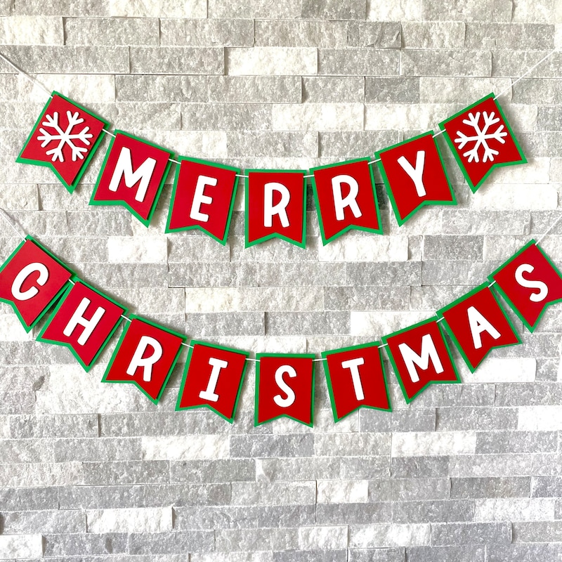 Merry Christmas Banner - Etsy