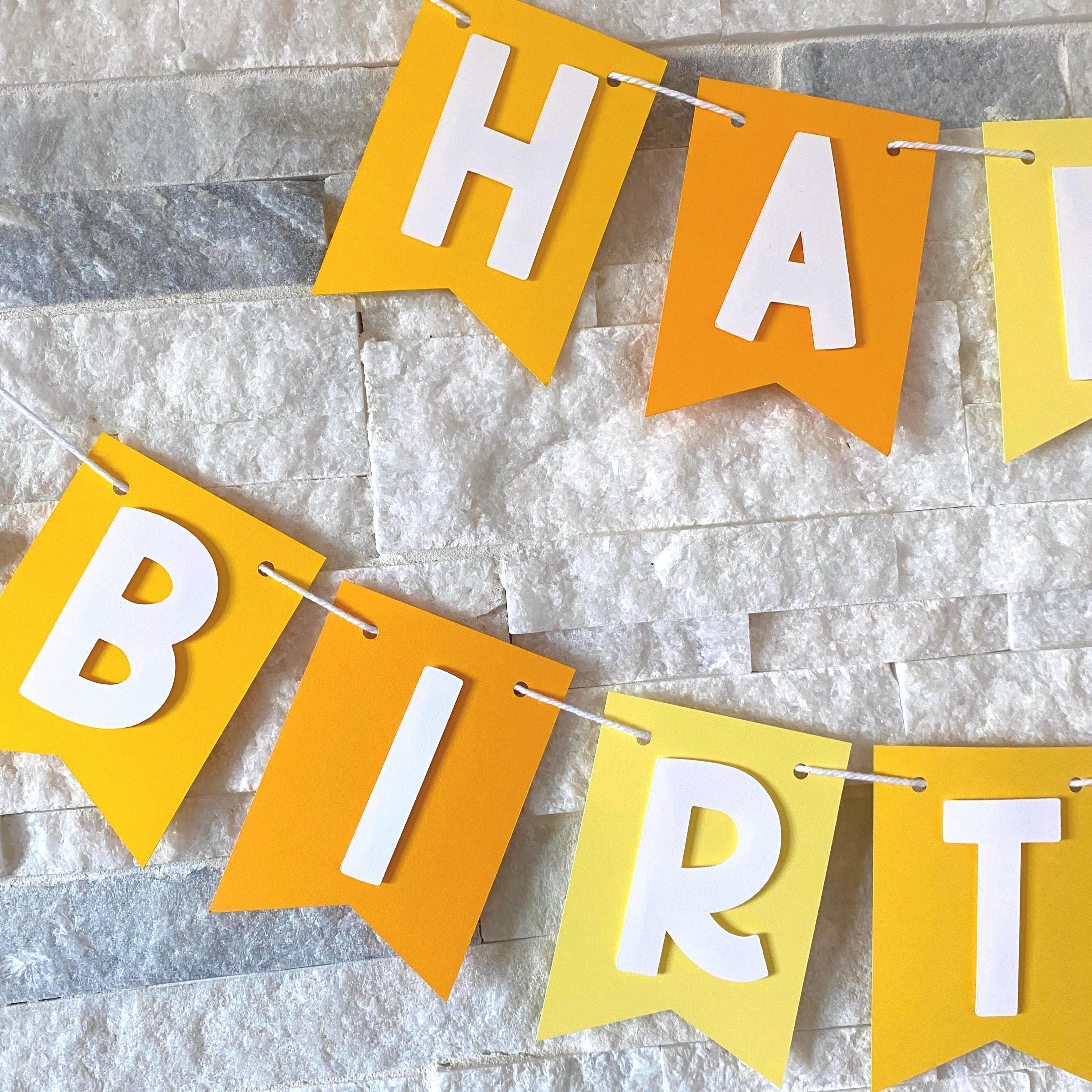 Happy Birthday Banner, Yellow Birthday Banner, Yellow Custom Banner ...