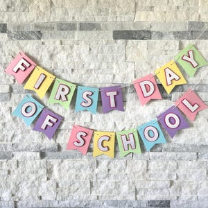 First Day of School Pastel Colors Banner, Back to School Banner, First ...