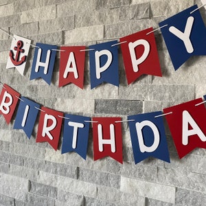 Nautical Birthday Banner, Happy Birthday Banner, Nautical Theme Party ...