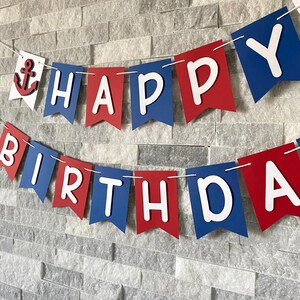 Nautical Birthday Banner, Happy Birthday Banner, Nautical Theme Party ...