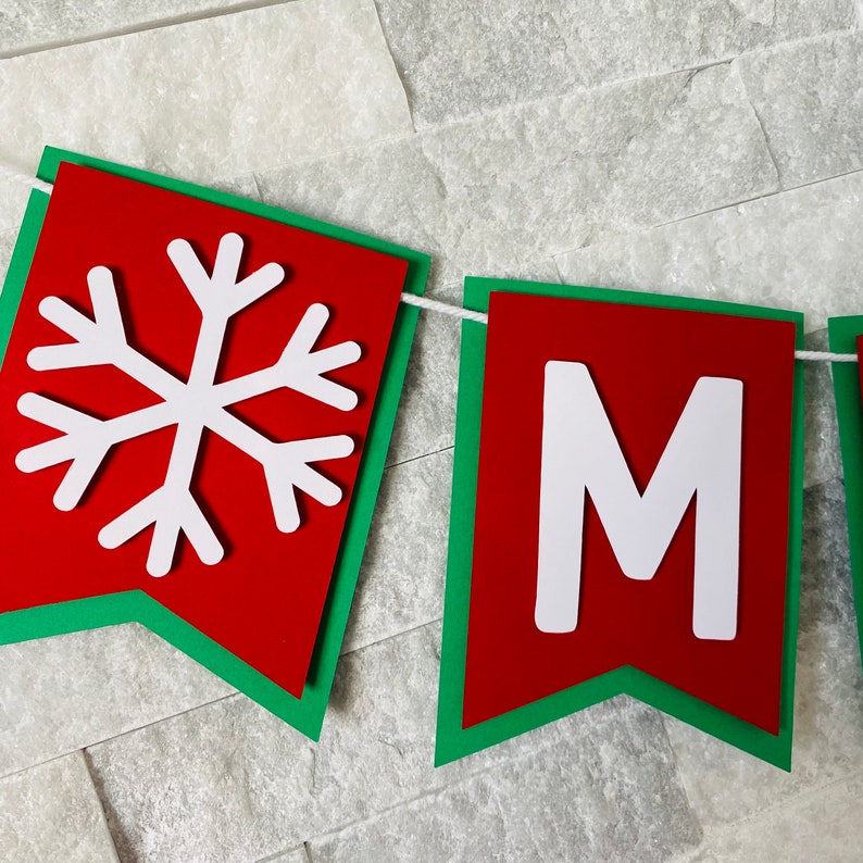 Merry Christmas Banner: Card Stock Holiday Garland - Etsy