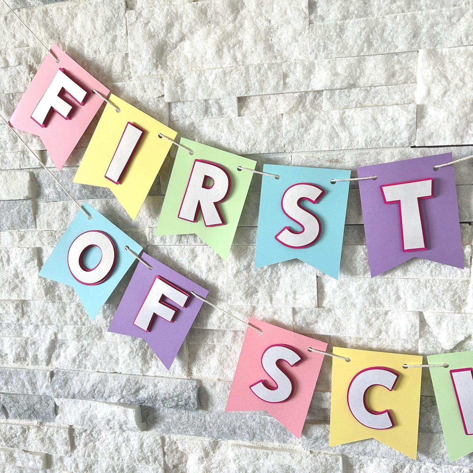 First Day of School Pastel Colors Banner, Back to School Banner, First ...