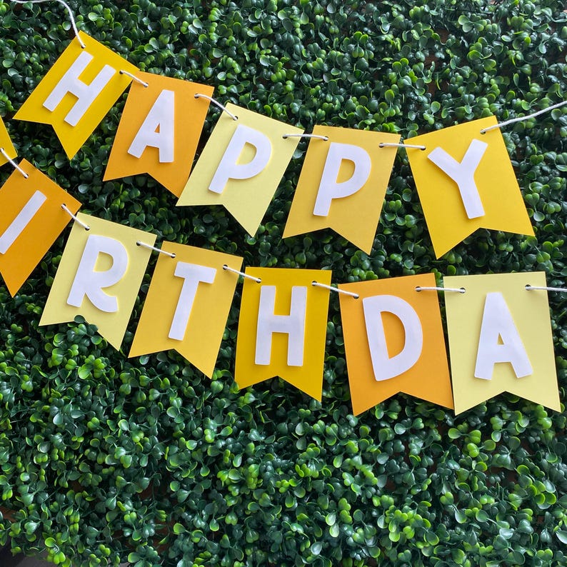 Happy Birthday Banner, Yellow Birthday Banner, Yellow Custom Banner ...