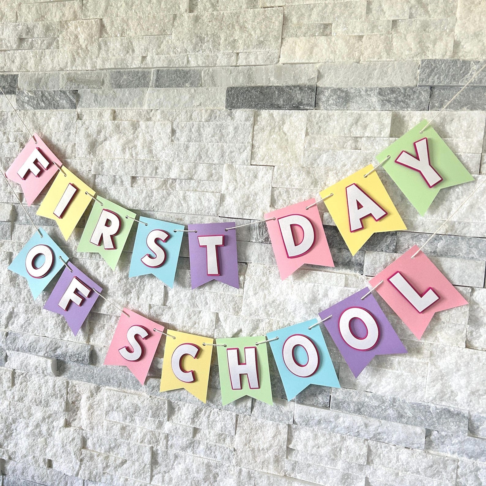 First Day of School Pastel Colors Banner, Back to School Banner, First ...
