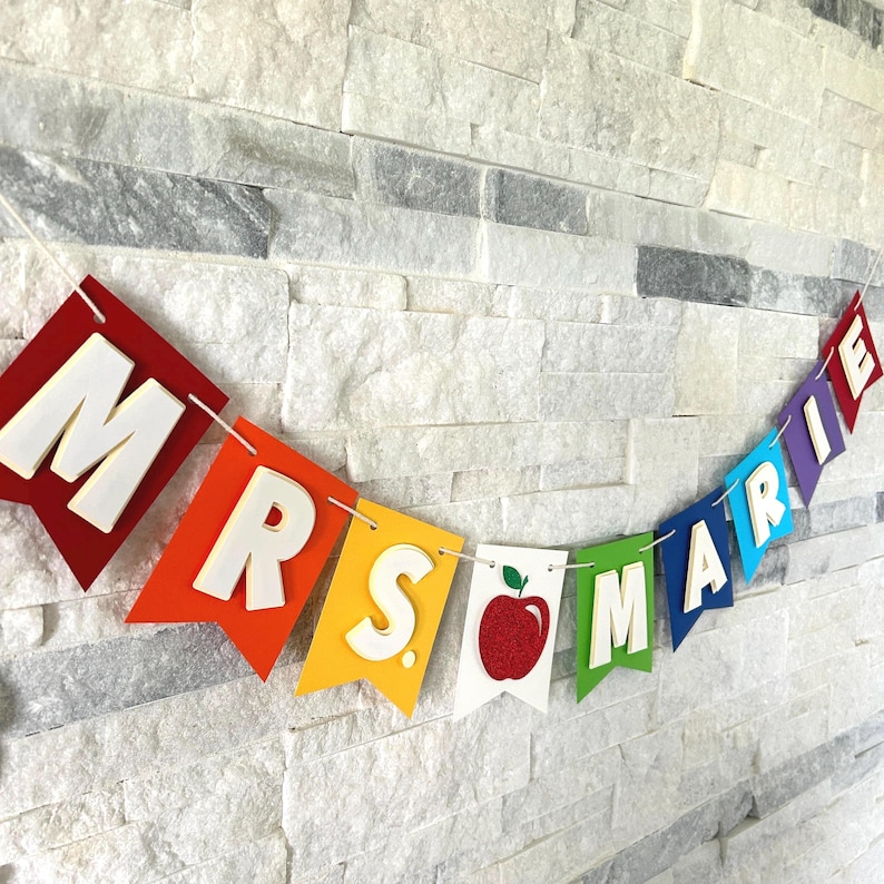 Classroom Teacher Name Banner, Personalized Teacher Banner, Custom Name ...