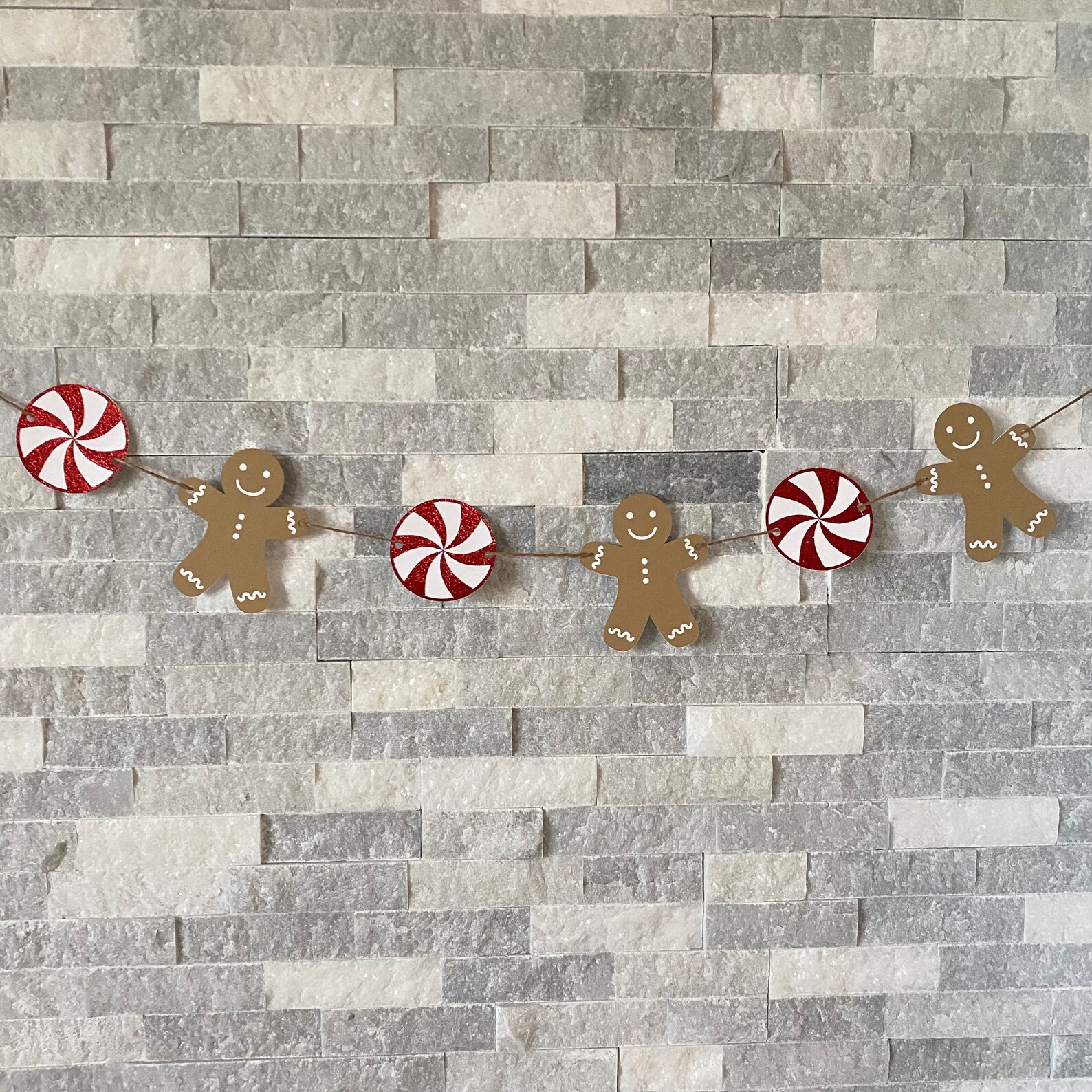 Gingerbread Man Christmas Garland: Peppermint Candy Holiday Decor - Etsy