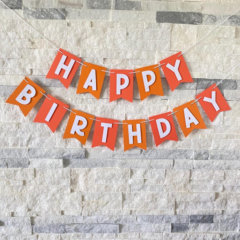 Happy Birthday Banner, Orange Birthday Banner, Custom Banner, Pumpkin ...