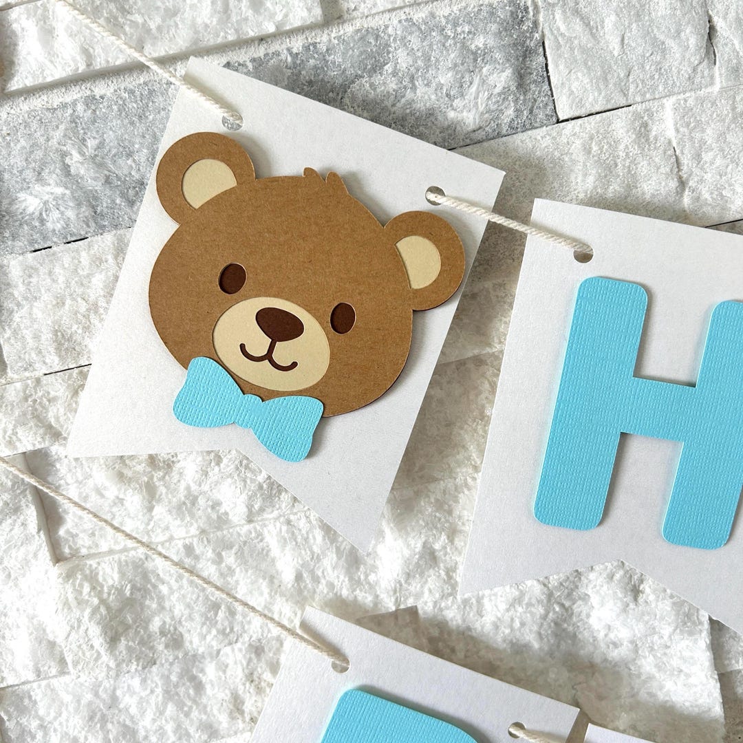 Teddy Bear Happy Birthday Banner, Bear First Birthday Party Theme ...