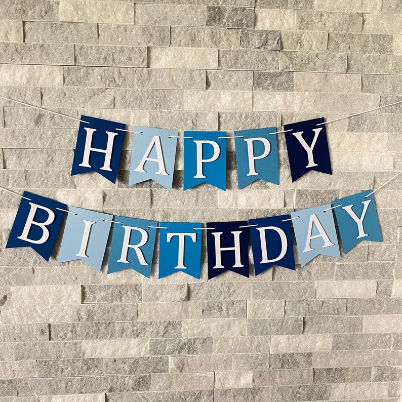 Happy Birthday Banner Blue Birthday Banner Blue Custom - Etsy