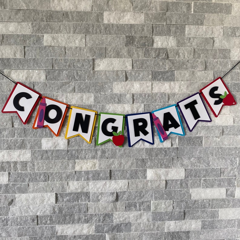 Congrats Banner Preschool Graduation Garland Kindergarten - Etsy