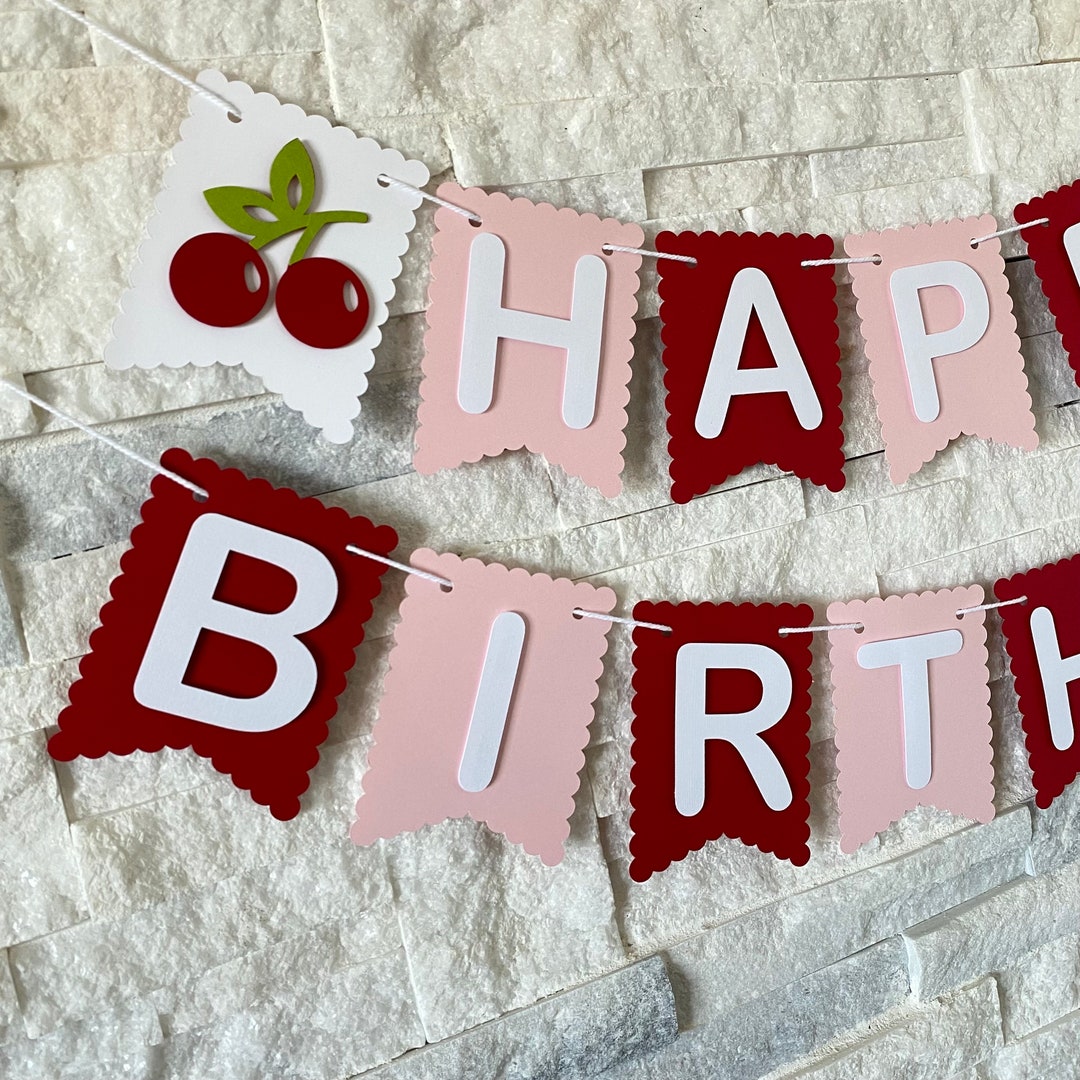 Cherry Birthday Banner, Cherry First Birthday Banner, Berry Party Theme ...