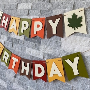 Fall Happy Birthday Banner, Personalized Fall Banner, Thanksgiving ...