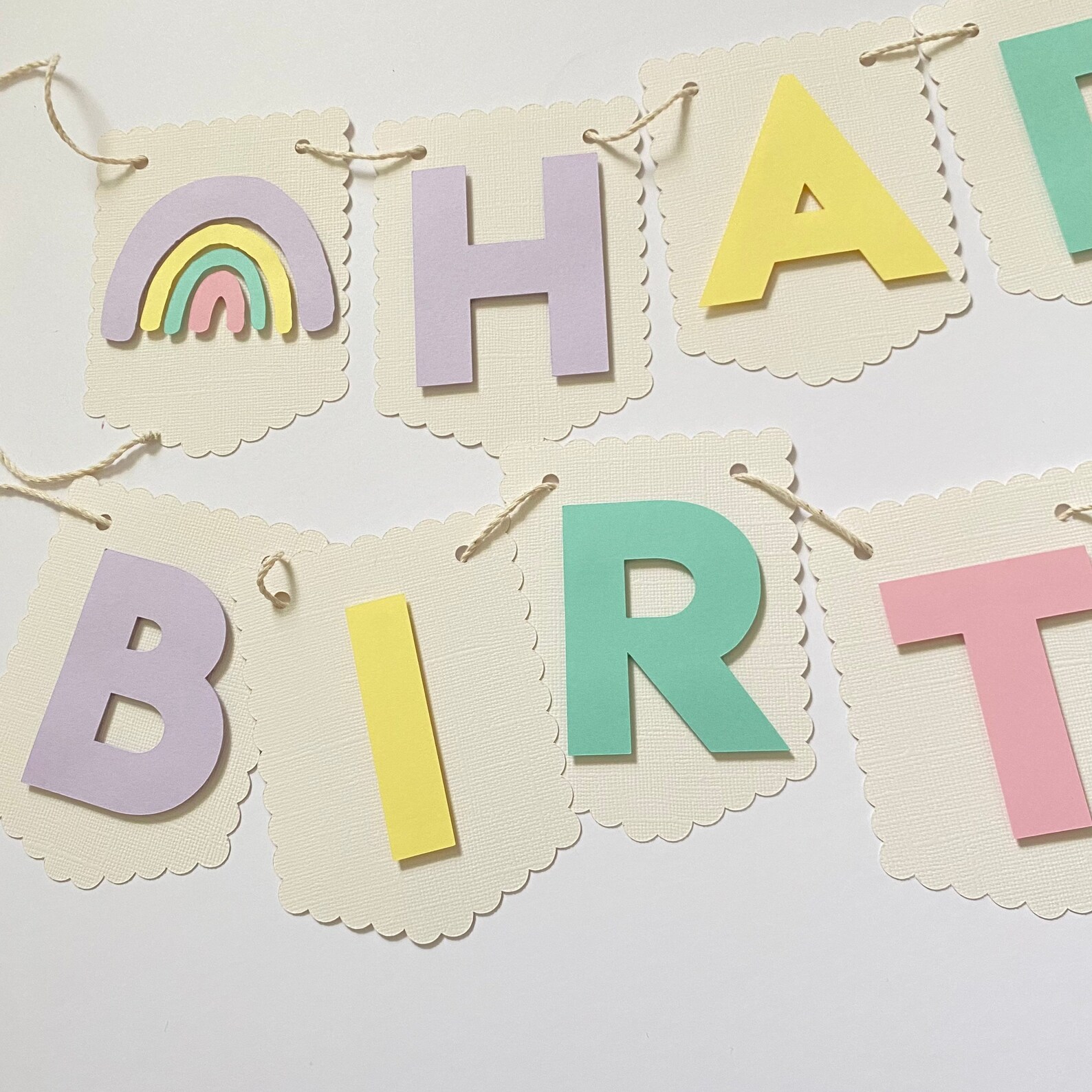 Boho Rainbow Happy Birthday Banner Pastel Birthday Banner - Etsy