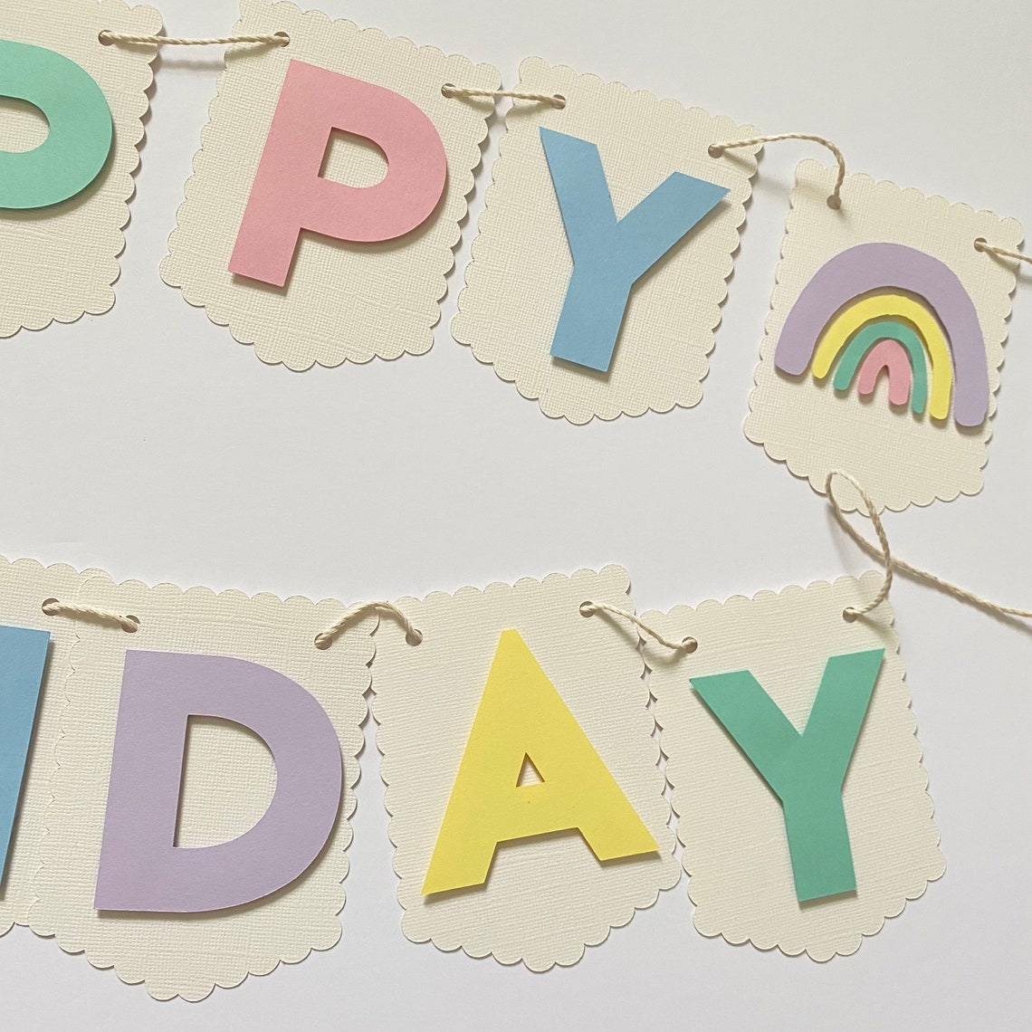 Boho Rainbow Happy Birthday Banner Pastel Birthday Banner - Etsy