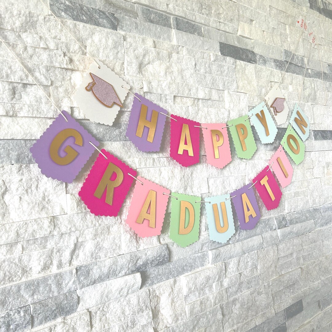 Pastel Colors Happy Graduation Banner, Kindergarten Graduation Party ...