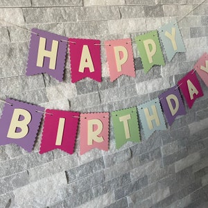 Boho Rainbow Happy Birthday Banner, Pastel Birthday Banner, Party ...