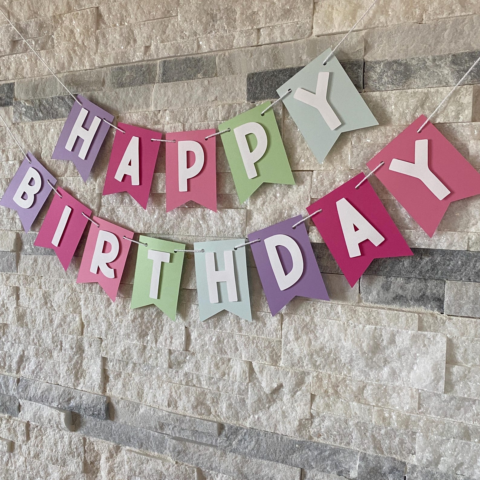 Boho Rainbow Happy Birthday Banner, Pastel Birthday Banner, Party ...