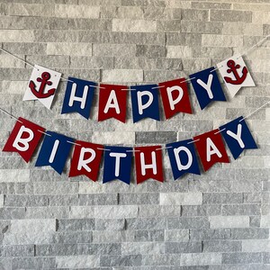 Nautical Birthday Banner, Happy Birthday Banner, Nautical Theme Party ...