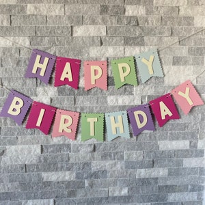 Boho Rainbow Happy Birthday Banner, Pastel Birthday Banner, Party ...