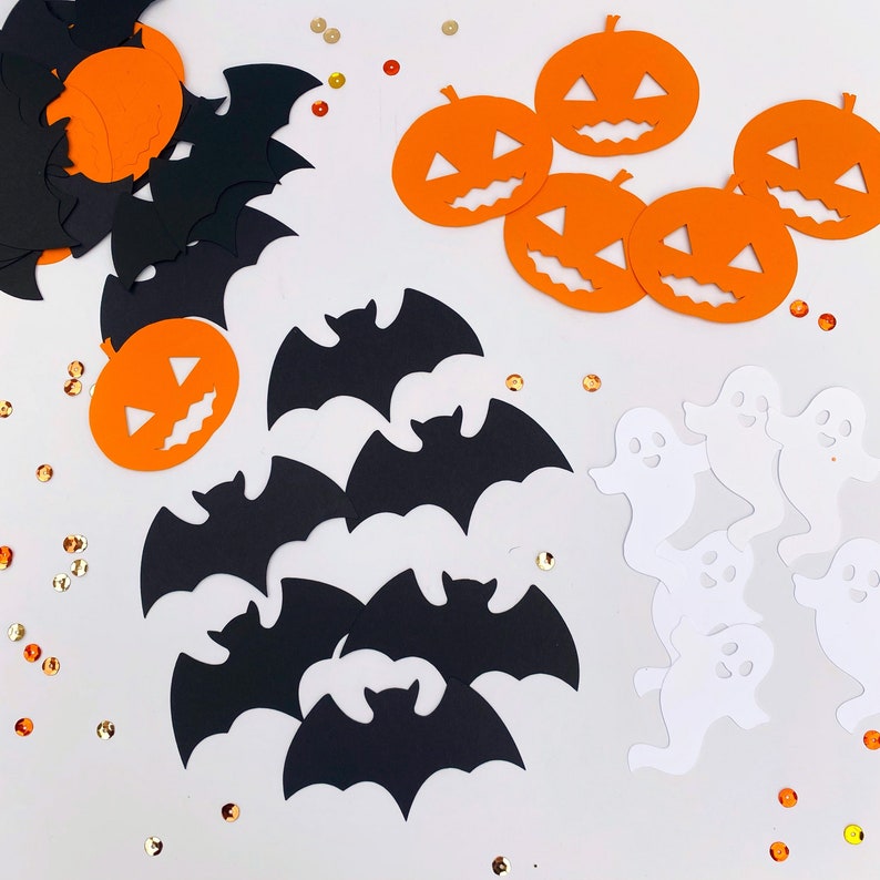 Halloween Die Cuts, Ghost Bat and Pumpkin Cutouts, Halloween Party ...