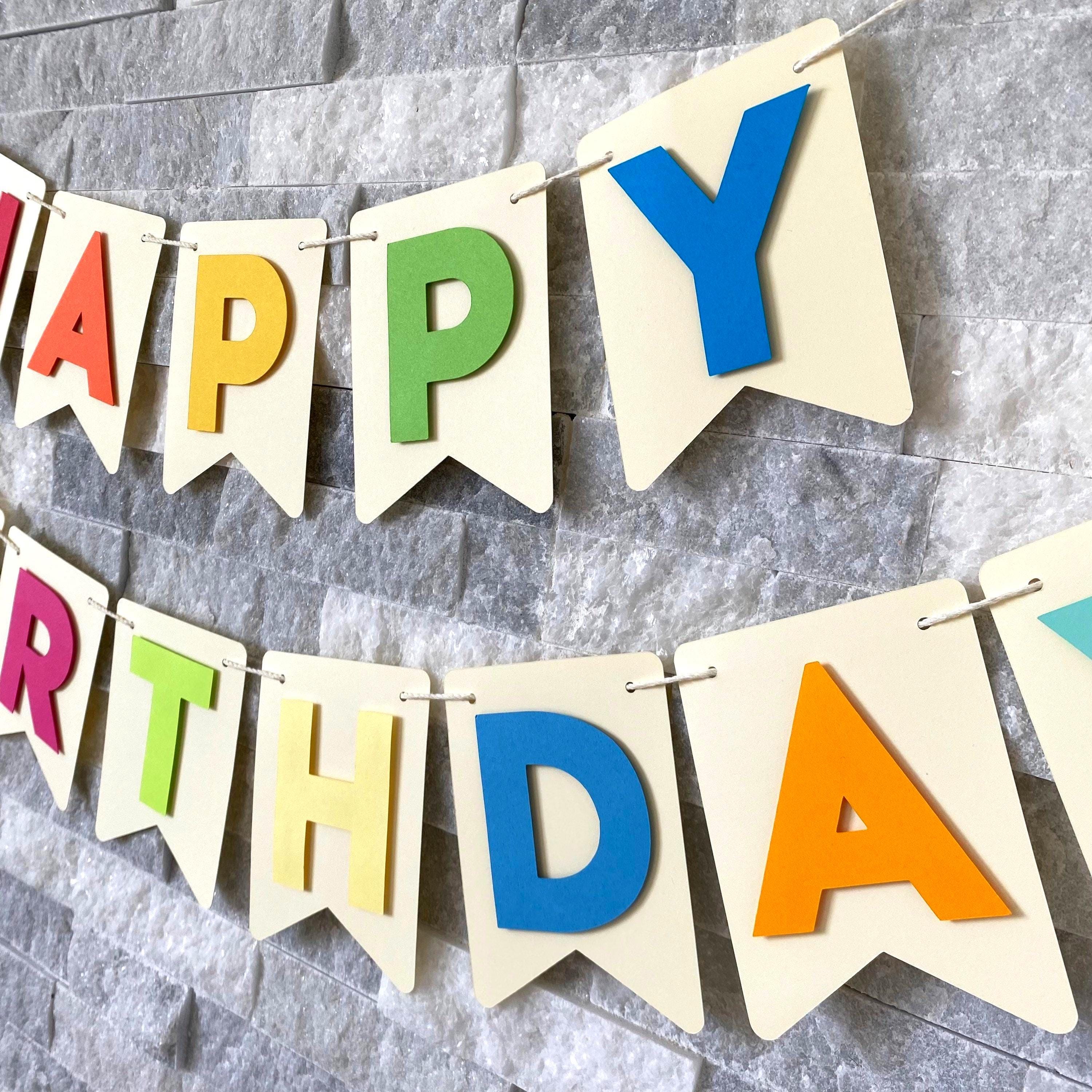 Happy Birthday Rainbow Banner, Happy Birthday Banner, Rainbow Birthday ...