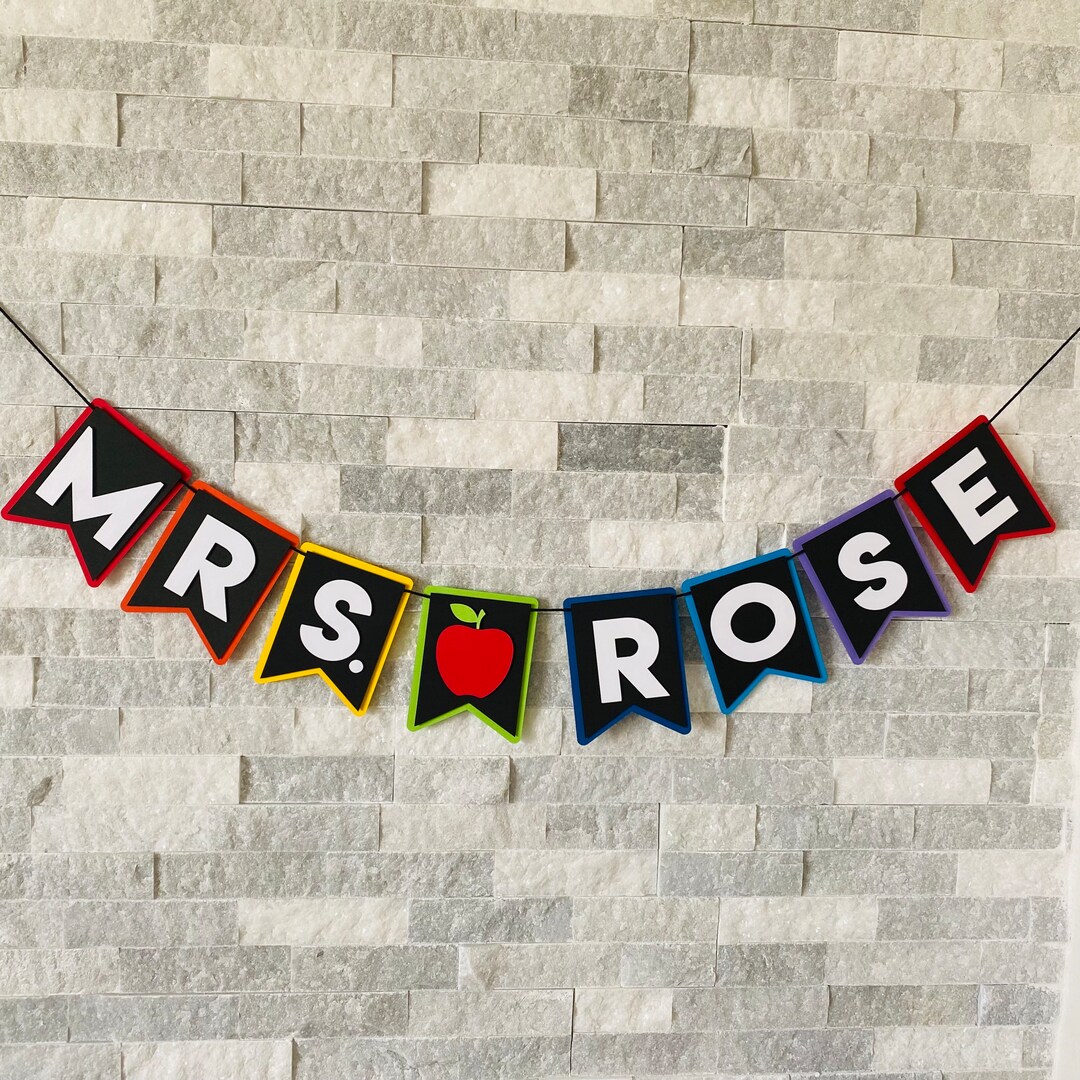 Personalized Teacher Banner, Custom Name Banner, Teacher Gift, Custom ...