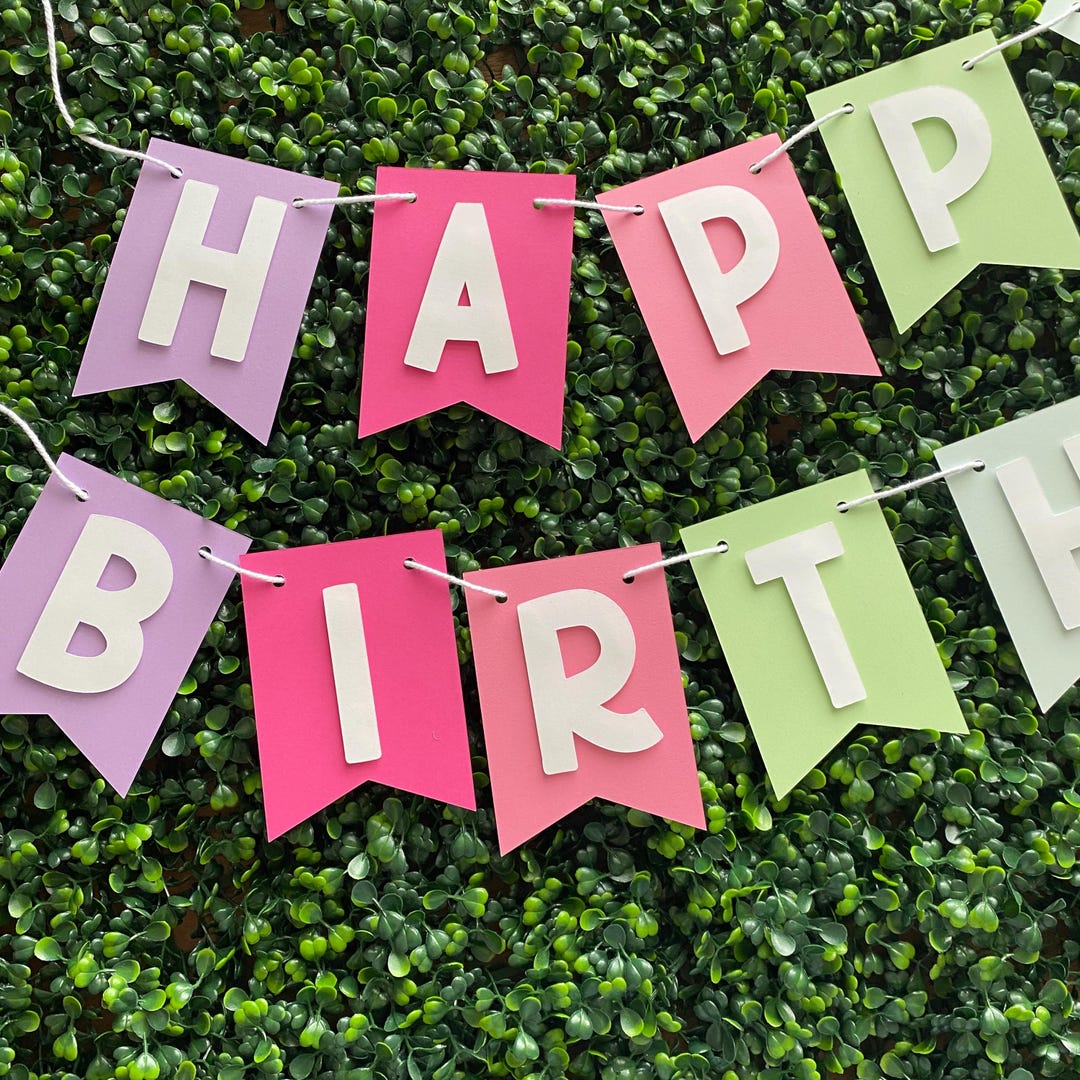 Boho Rainbow Happy Birthday Banner, Pastel Birthday Banner, Party ...