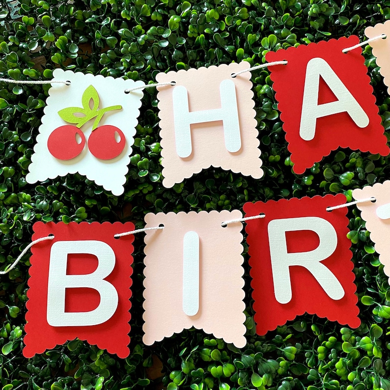Cherry Birthday Banner, Cherry First Birthday Banner, Berry Party Theme ...