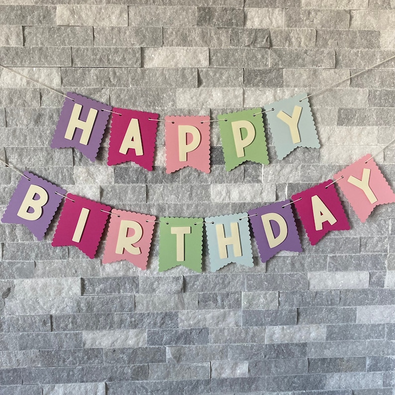 Boho Rainbow Happy Birthday Banner Pastel Birthday Banner - Etsy