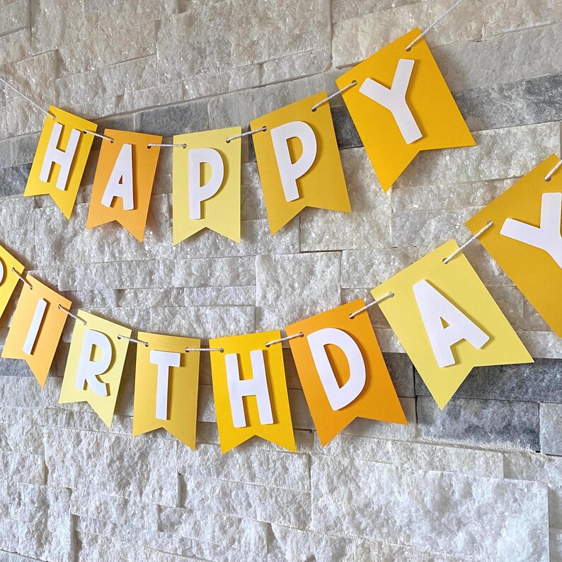 Happy Birthday Banner, Yellow Birthday Banner, Yellow Custom Banner ...